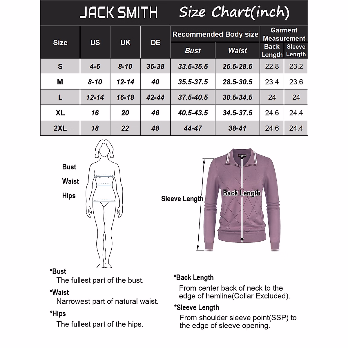 JACK SMITH Black Sweater Women Knit Fall Long Sleeve Argyle Pullover Quarter Zip Ribbed Polo Lightweight V Neck Top L