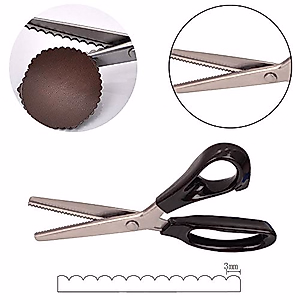 Serrated Scalloped Edge Pinking Shears, Multifunction Stainless Steel Shears Tailor Scissors, Professional Zig-Zag Cut Scissors, Sewing Craft Cut Paper Clothing Fabric for Home (3mm, Scalloped)
