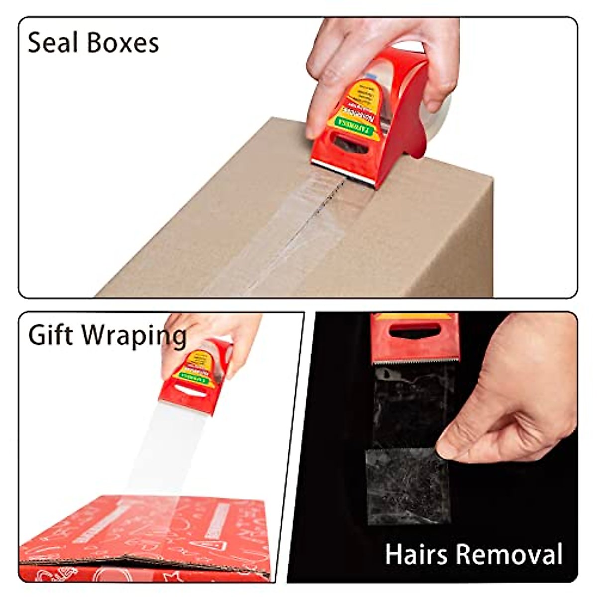 Packing Tape with Dispenser Clear Noiseless Packaging Tape for Shipping Moving Strong Sealing Adhesive Industrial Depot Tapes for Storage 1.96 inch x 33 Yards 1” Core 3 Pack