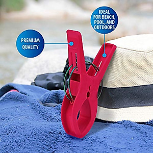Premium Beach Chair Clips for Towels - Beach Towel Clips for for Cruise - Red, White and Blue