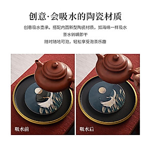 Creative Quick Drying Water Absorbing Tea Tray, Ceramic Dry Foam Table. Size: 6.4 * 6.4 * 0.7 inches (A1)