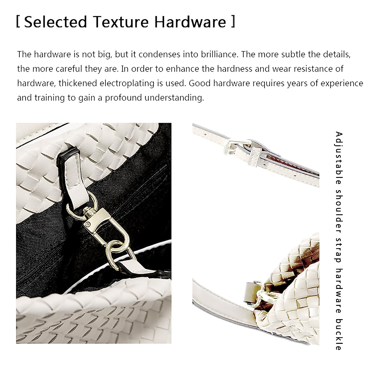 JINMANXUE Women Boston Bag Woven Vegan Leather Handbags Female Satchel Messenger Bag Fashion Shoulder Bag Casual Hobo (Off white)