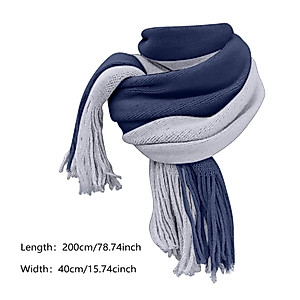 Women Winter Warm Scarf Tassel Soft Wrap Winter Thermal Long Shawl (Blue, One Size)