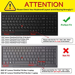 CaseBuy Keyboard Cover for 2022 15.6" Lenovo ThinkPad E15 Gen 4 3 2 T15 L15 T15p Gen 3 2 1 L15 P51s P52 P52s P53 P72 P73/ThinkPad E580 E590 E595 L580 L590/ThinkPad T570 T575 T580 T590, Gradual Mint