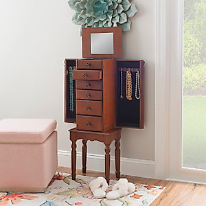 Powell Lightly Distressed "Deep Cherry" Jewelry Armoire