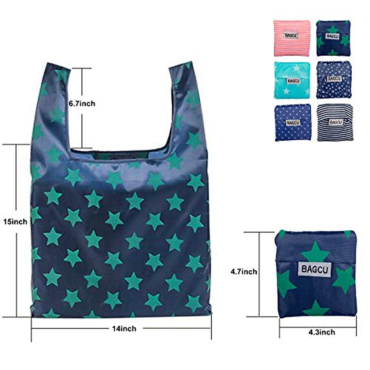 Sinha Reusable Shopping Grocery Tote Bags Large 50LBS , Foldable and Washable Practical Gifts ( 6 pack)