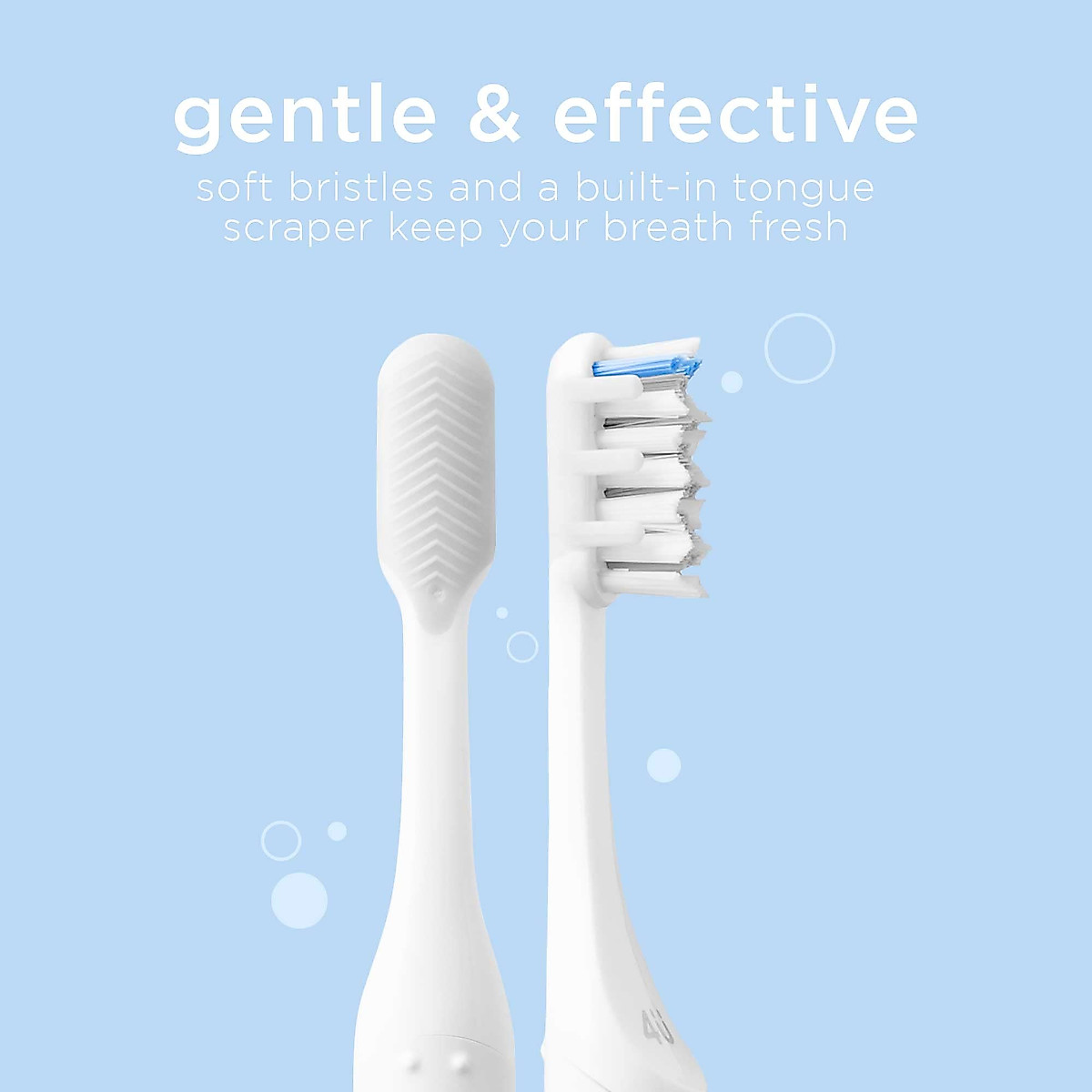 Soniclean 4U Sonic Electric Toothbrush for Adults, Black, Battery Powered, Dual Cleaning Modes, Refillable Brush Heads, Multi-Use Travel Cover