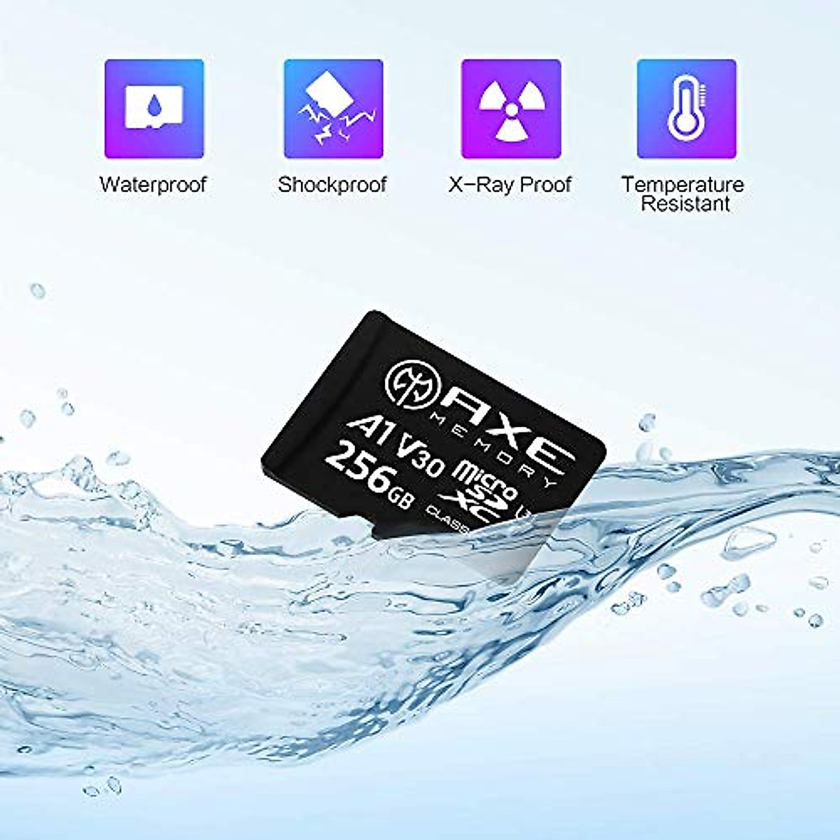 AXE MEMORY 256GB microSDXC Memory Card + SD Adapter with A1 App Performance, V30 UHS-I U3 4K