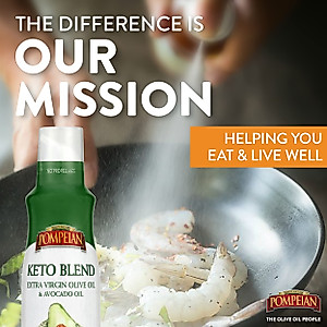 Pompeian Keto Extra Virgin Olive Oil & 100% Avocado Oil Cooking Spray, Great for Sauteing, Stir-Frying, & Roasting, Naturally Gluten-Free, Non-Allergenic, Non-GMO, No Propellants, 5 FL. OZ.(Pack of 6)