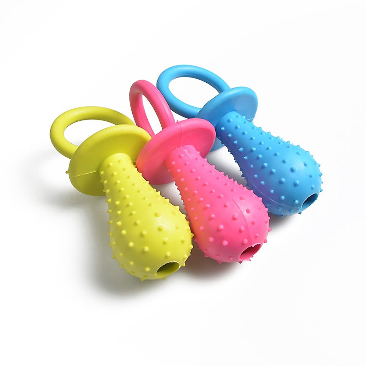 Bagvhandbagro 3Pack Molar Clean Teeth Rubber Toy, Clean Teeth Rubber Pacifier Chew Toy, Bell Chewing Playing Training Toys, for Pet Puppy Dog Cat (Color Random)