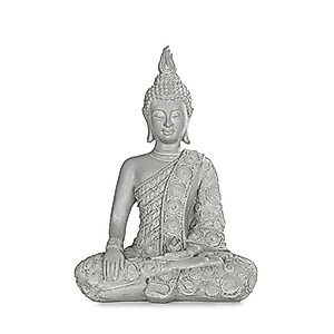 CHRUI Solar Outdoor Buddha Statue, 13 Inch Antique Thai Shakyamuni Sitting Statue Resin- Home & Outdoor Decor for Garden, Patio, Deck, Porch - Yard Art Decoration