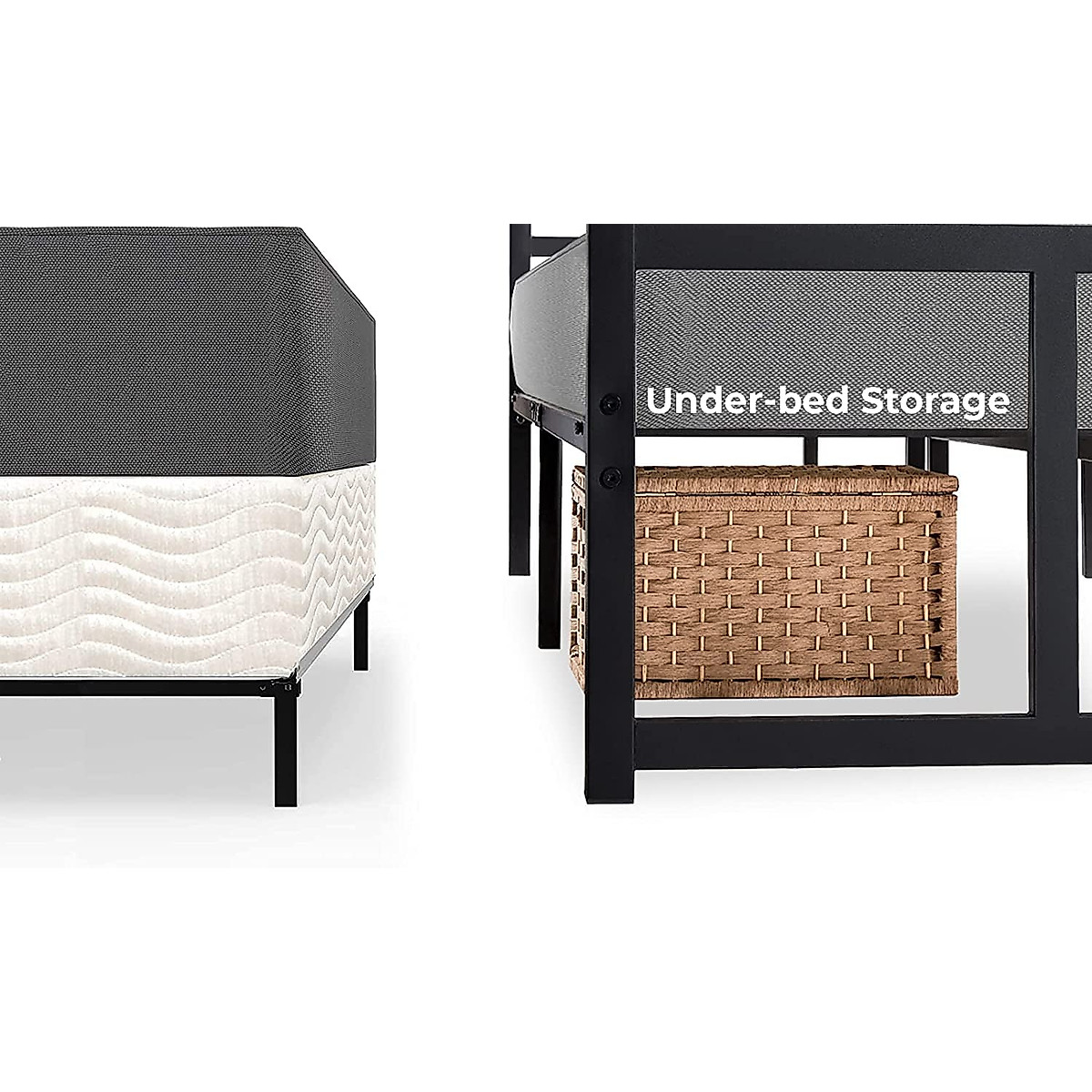 GreenForest Full Size Bed Frame with Headboard and Footboard Heavy Duty Supports Mattress Foundation, No Box Spring Needed, Black