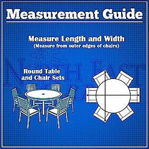 NEH Round Patio Table and Chair Set Outdoor Furniture Cover - 108" Diameter x 29"H - Breathable Material, Sunray Protected, and Weather Resistant Storage Cover - Gray with Black Hem