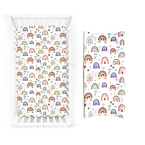 Rainbow World Crib Sheet and Baby Diaper Changing Pad Cover