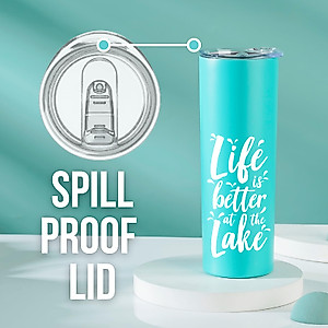 Onebttl Lake House 20oz Stainless Steel Insulated Tumbler - Teal, Life is Better at the Lake, Housewarming Gift for Women