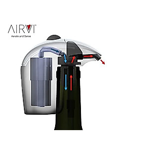 AirVi Automatic Wine Dispenser and Aerator, Electric Wine Decanter and Pourer, Premium Wine Accessories for Enhanced Aroma and Flavor, No Spills or Drips, Clean Pouring, Silver