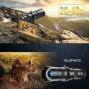 MIAO LAB HD 20-40X Zoom Lens with Tripod Telephoto Mobile Phone Lens Telescope for iPhone13 Samsung Other Smartphones Hunting Camping Sports