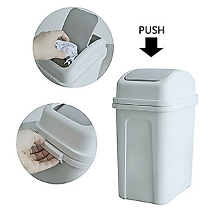 Teyyvn 7 Liter / 1.8 Gallon Plastic Trash Can, Small Garbage Can with Swing Lid (Slightly Grey)