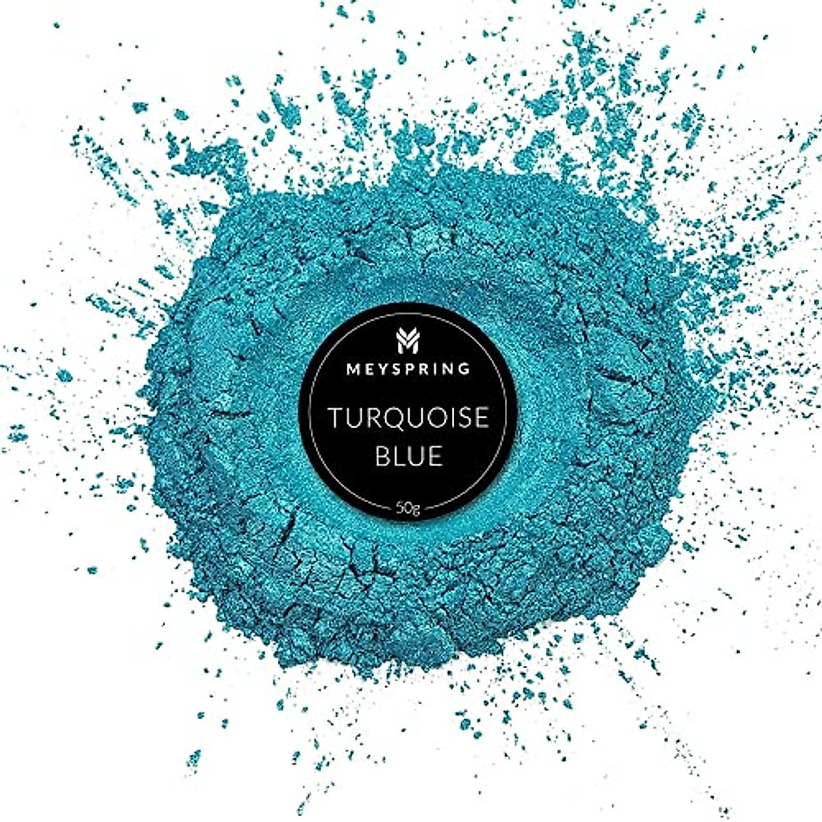MEYSPRING Turquoise Blue Mica Powder - 50g - Epoxy Resin Color Pigment - Teal Mica Powder for Resin Ocean Art, River Tables, Woodworking - Cosmetic Grade