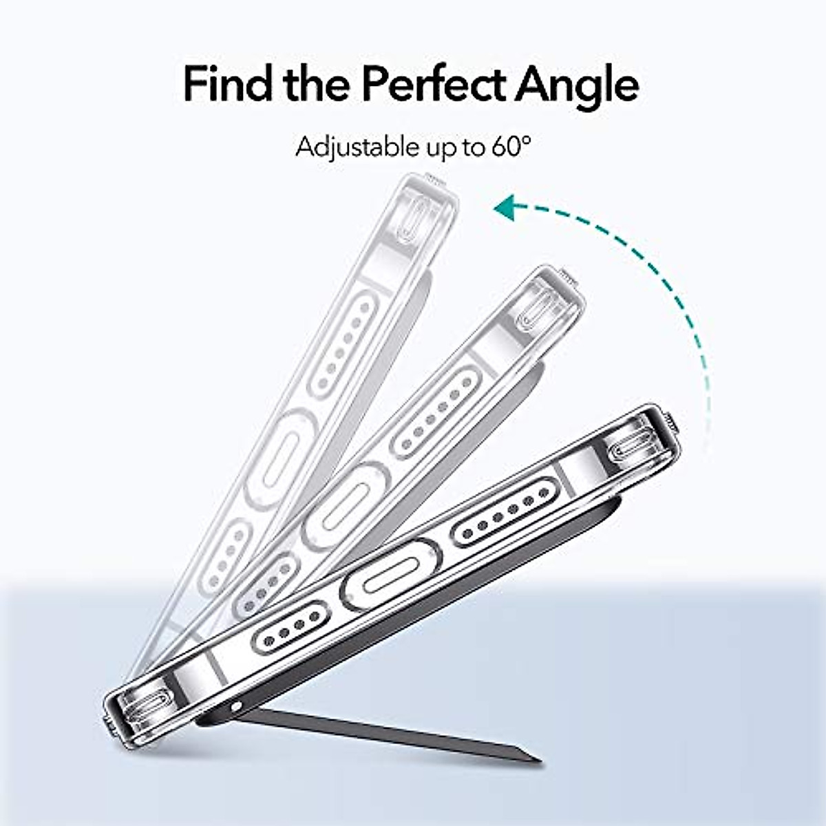 ESR Boost Phone Kickstand, Vertical and Horizontal Stand, Adjustable Angle, Compatible with iPhone 14/14 Plus/14 Pro/14 Pro Max, iPhone 13/12 Series, Samsung Galaxy S22/S21 Series, Black