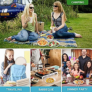 28pcs Wheat Straw Dinnerware Sets, Plates and Bowls Sets for 4, Large Plates, Bowls, Cups for Camping, Picnic Microwave Safe