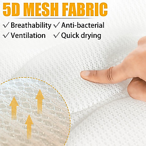 POOIKTFY Full Body Bath Pillow(50.79 x 15.75”x 0.9”),5D Air Mesh & Quick Drying, Bath Pillows for tub & 21 Non-Slip Suction Cups, Spa Bathtub Pillow for Head Neck Shoulder Support (White)