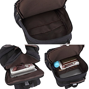 KAUKKO Fashion Spacious Canvas Laptop Knapsack with Sleeve Backpack for Men-Black