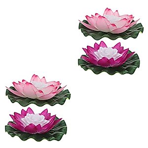 OSALADI 4 pcs Festival Operated Color Ornament Pond for Swimming Fish Lily Lights Changing Lamp Lotus Wedding Light Garden Decor Outdoor LED Floating Tank Battery Decoration Pool Flower