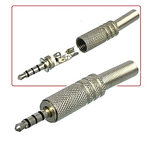 CESS 3.5mm 4-Pole TRRS Male Construction Plug Repair Headphone Jack Audio Soldering (jcx) (5 Pack)