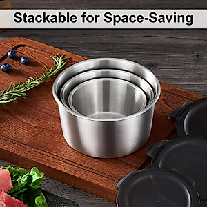 Baalaka Food Storage Containers, Airtight Food Storage Containers with Lids, Deli Containers with Lids, Soup Containers with Lids Stainless Steel Set of 3
