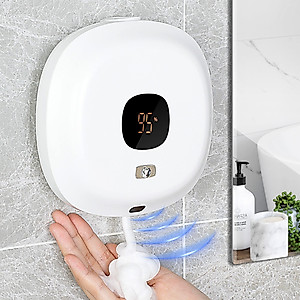 Automatic Hand Soap Dispenser Foaming Hand Soap Dispenser Touchless Foaming Soap Dispenser Wall Mount Rechargeable Foam Soap Dispenser for Bathroom,Countertop and Kitchen(10oz/ 300ml) White