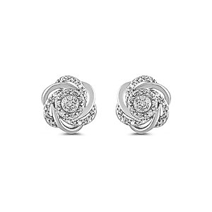 Amazon Essentials Sterling Silver Diamond 7 Stones Cluster Flower Stud Earrings (previously Amazon Collection)