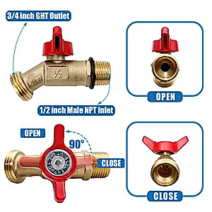 275-330 Gallon IBC Tote Water Tank Adapter 2" Coarse Thread + Lead-Free Brass Hose Faucet Water Shut-Off Valve with Ball Valve, IBC Water Tank Fitting, Garden Hose Connector Replace Valve Parts
