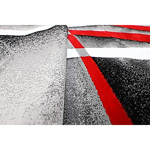 GLORY RUGS Modern Area Rug 8x10 Red Swirls Carpet Bedroom Living Room Contemporary Dining Accent Sevilla Collection 4816A