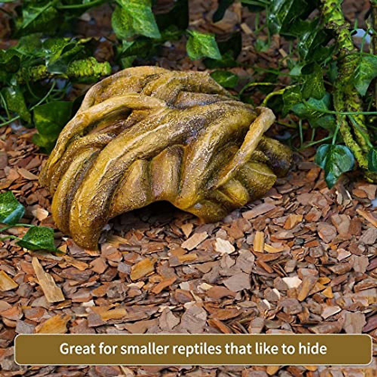 Cosyall Reptile Hide Resin Tree Stump Snake Hide and Cave Hideout Terrarium Habitat Reptile Tank Accessories Decor Leopard Gecko Habitat Shelter for Lizard Spider Frog Amphibians Medium