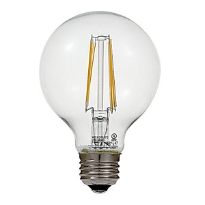 Euri Lighting VG25-2000e LED G25 Bulb, Filament Line, Warm White 2700K, Dimmable, 7.5W (60W Equivalent), 800 lm, Clear, 360 Degree Beam Angle, Damp Rated, E26 Base, UL & E-Star Listed