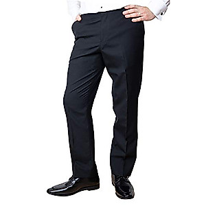 Sir Gregory Men's Fitted Flat Front Tuxedo Pants Formal Satin Stripe Trousers with Adjustable Waistband Size 39-41 Waist x 32 Length Black