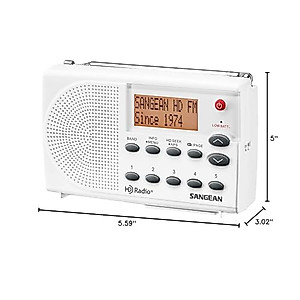 Sangean SG-108 AM/FM-Stereo Radio-TM Pocket Radio, White