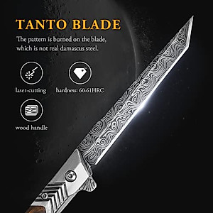 ITOKEY Pocket Knife for Men, Tanto Folding Knife with Sheath, EDC Knifes, Slim Gentleman's Knife, Cool Knives for Men Everyday Carry Outdoor