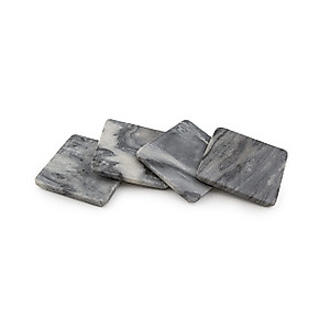 Thirstystone 4 Pack Natural Marble Square Coasters with Protective Cork Backing, Elegant, Luxourious, Easily Wipes Clean