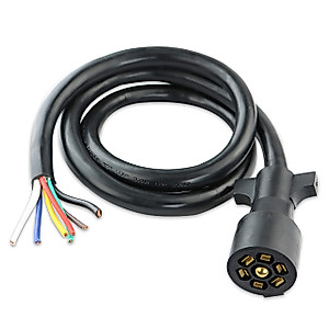 Leisure Cords Heavy Duty 7 Way Plug Inline Trailer Cord with Weatherproof Double Prongs Connector (4 Ft)