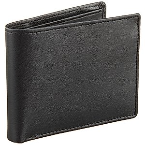 Perry Ellis Portfolio Men's Gramercy 100% Leather Slimfold Wallet With Bifold Closure, Black, One Size