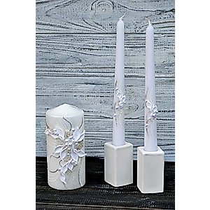 Magik Life Unity Candle Set for Wedding - Wedding Accessories for Reception and Ceremony - Candle Sets - 6 Inch Pillar and 2 10 Inch Tapers - Decorative Pillars White