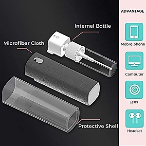 2PCS 3-in-1 Anti-Fingerprint Screen Cleaner One-Piece Screen Cleaner Spray Wipe for All Phones, Laptops, and Tablets Screens(2PCS Gray)