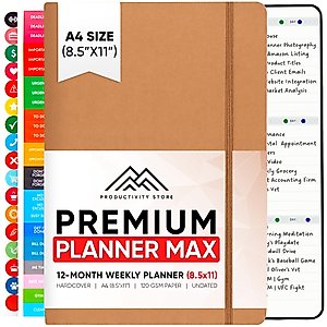 2024 Planner 8.5 x 11 Pro Max - Undated Productivity & Business Planner - Monthly Planner 2024 & Daily Planner 2024-2025 - Pink - A4 - Productivity Store