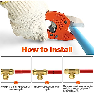 1/2/6/12 Pack Push Fit Plumbing Fittings, 1/2“ Valves/ 3/4" Valves, Elbows/Straights/Tees/End Caps with Disconnect Clip Tool, Brass Pushfit Fittings for Copper, PEX CPVC (3/4" Tee, 6pcs)