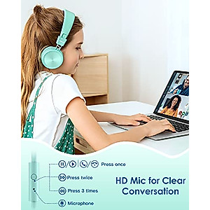 Nabevi [2 Pack Kids Headphones with Mirophone, Kids Headphones for School, 91dB Safe Volume Limited, Splitter, Kids Headphones for School, Toddler Headphones, for On-line Study, Travel, Girls, Boys