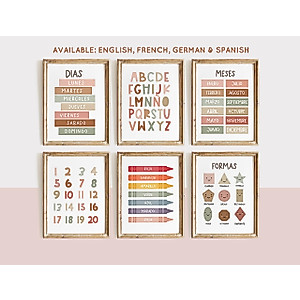 365DOROTEYA Abc Wall Art - Playroom Wall Art, Alphabet Print, Kids World Map, Kids Abc Poster, Educational Room Decor Maps Of The World And United States Set 6 11X14