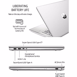 HP 17" HD+ Touchscreen Laptop, AMD Ryzen 3 5300U Processor,16GB RAM, 1TB PCIe SSD, Wi-Fi 6, Backlit Keyboard, Fingerprint Reader, HDMI, Webcam, Bluetooth, Windows 11, Natural Silver