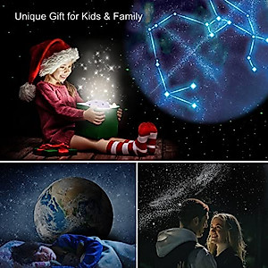 Star Projector, Galaxy Projector 360°Rotating with 10 Patterns Hd Focusing Night Light Projector with Remote Control Bluetooth Speaker Bedroom Decoration Living Room for Kids Gifts Birthday Party